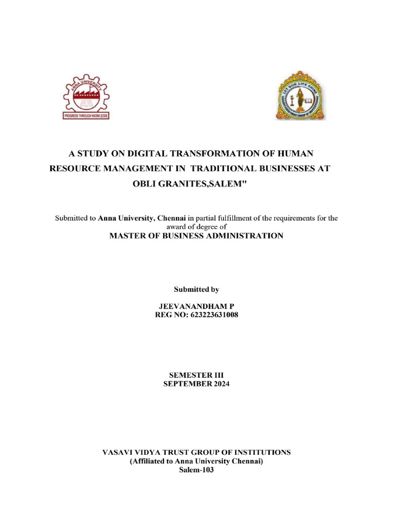 Jeeva - Vysya Project | PDF