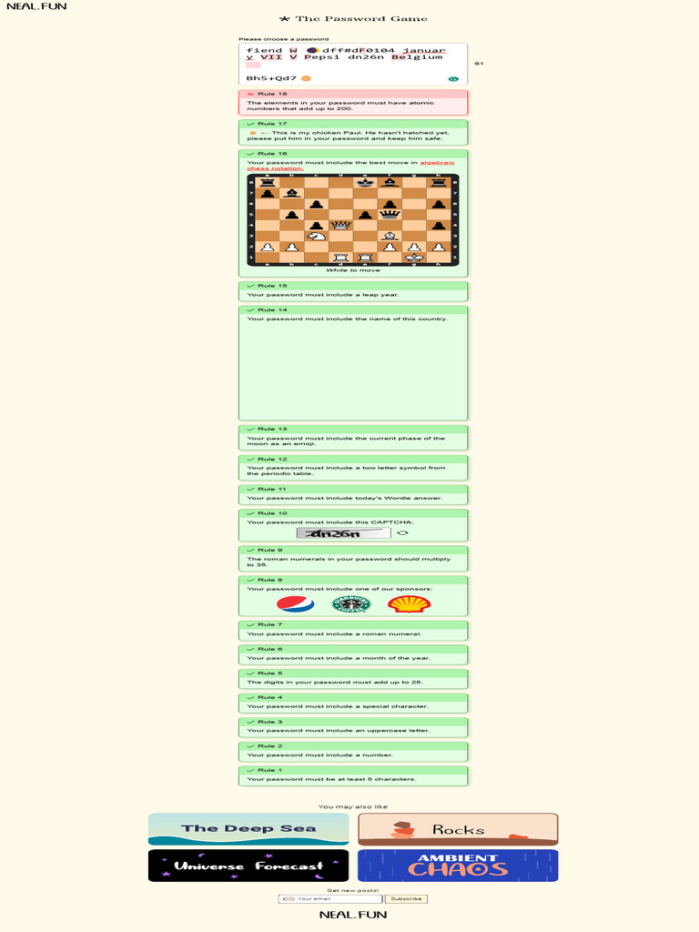 Password Rules for Chicken Paul | PDF