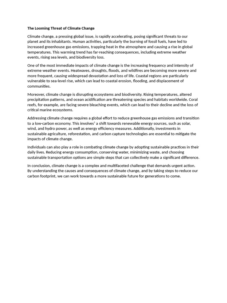 The Looming Threat of Climate Change | PDF | Science & Mathematics