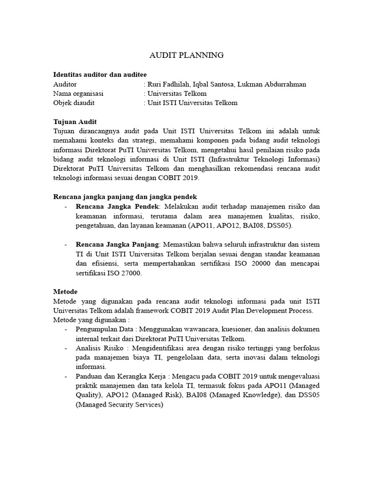 Tugas 5 - Audit Planning | PDF