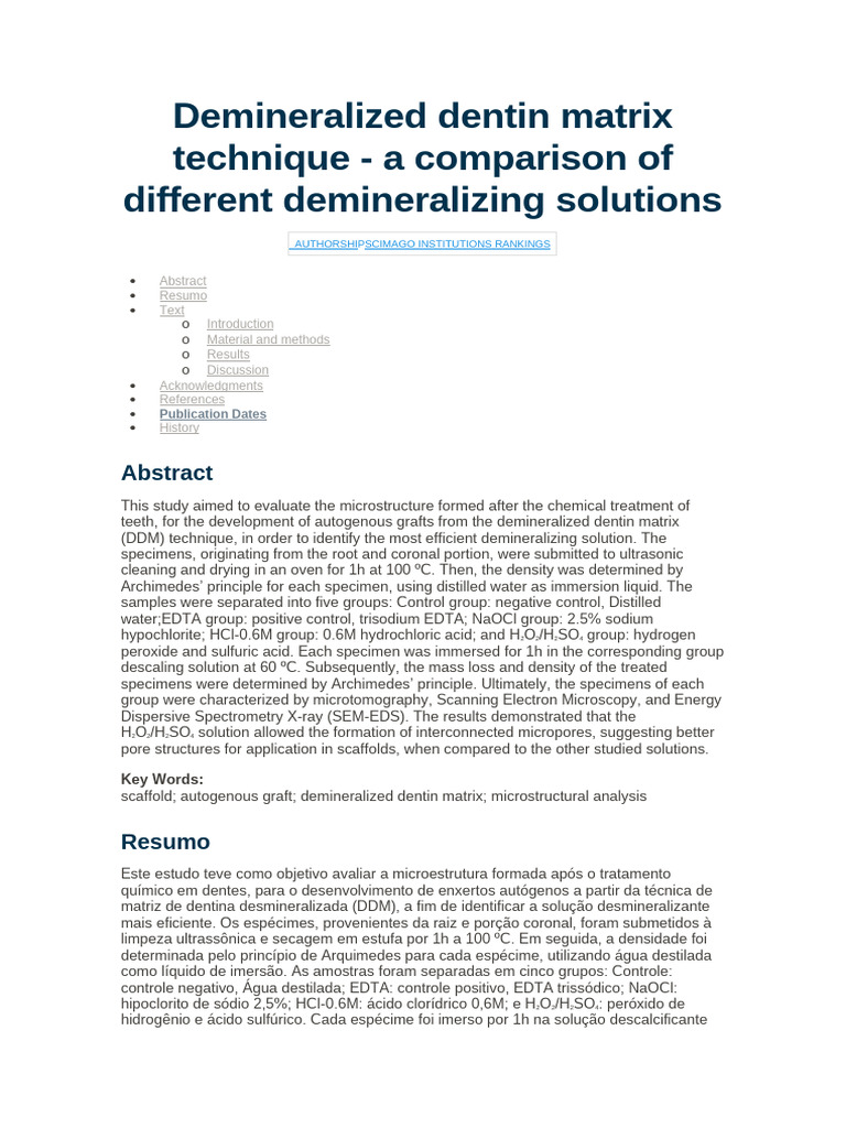 Demineralized dentin matrix technique | PDF | Tissue Engineering | Density