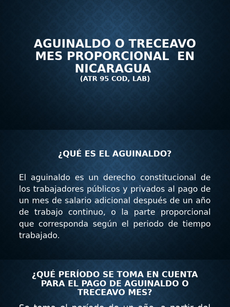 Cálculo del Aguinaldo Proporcional en Nicaragua | PDF | Salario | Gastos