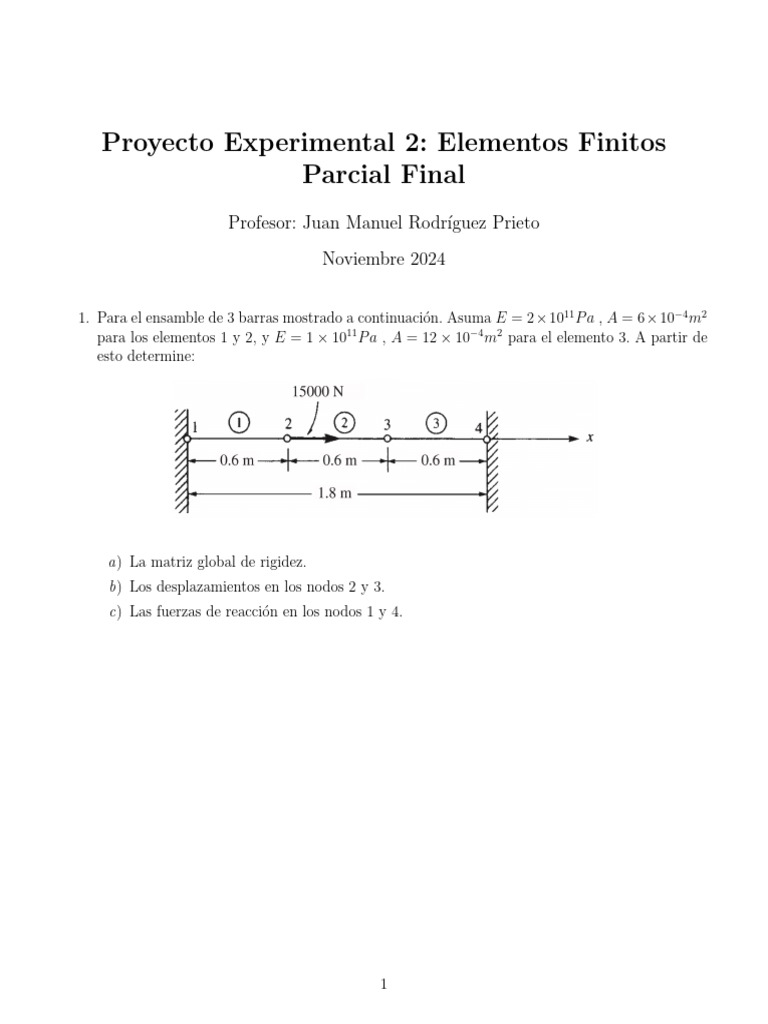 Examen Final Elementos Finitos | PDF | Métodos y materiales de ...