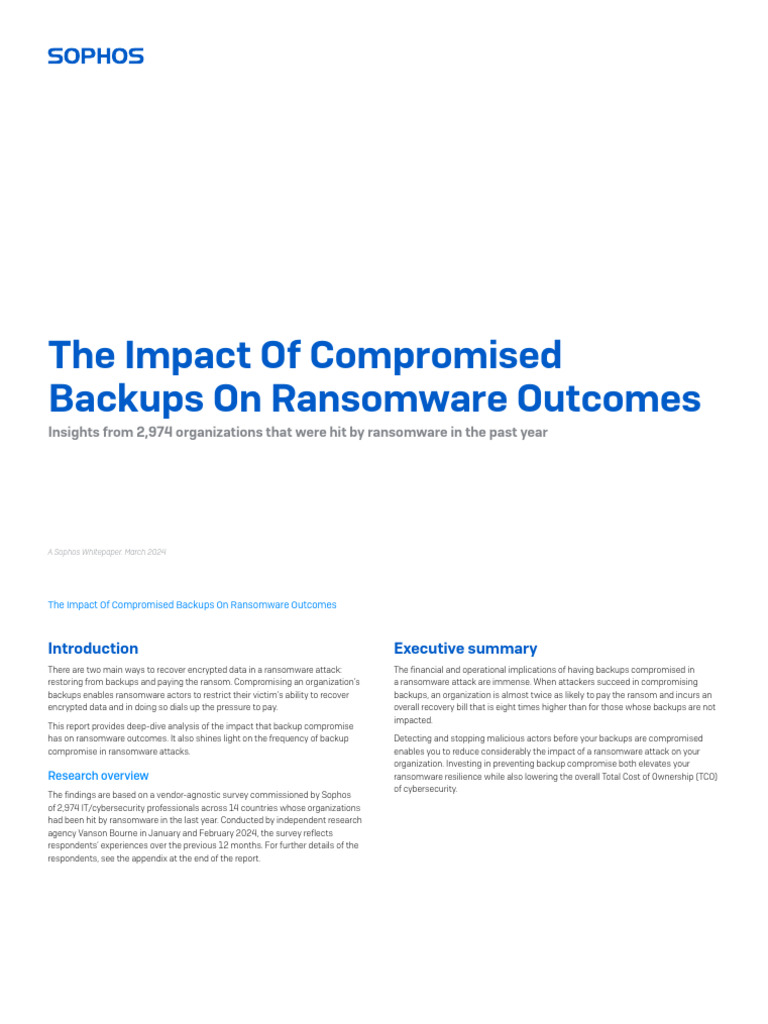 Sophos The Impact of Compromised Backups On Ransomware Outcomes WP ...
