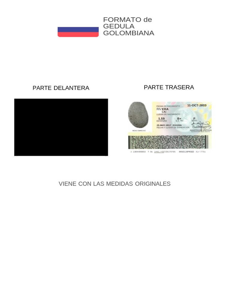 Formato Cedula Colombiana PDF | PDF