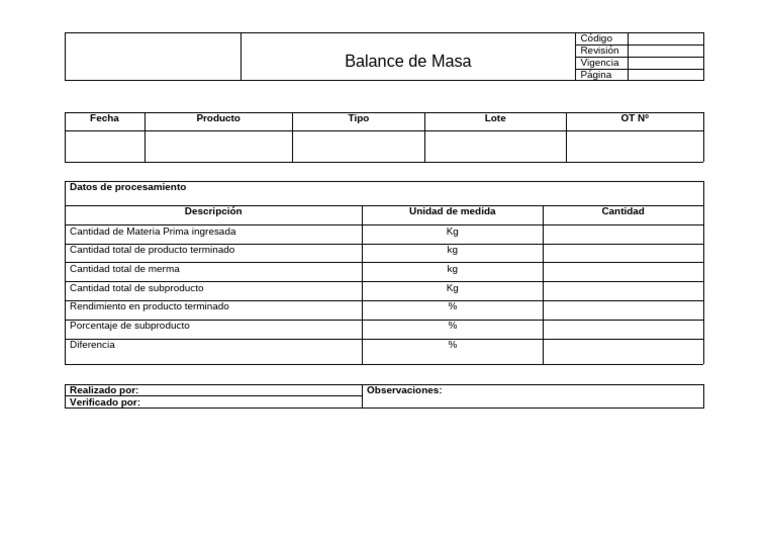 Modelo Balance de Masa | PDF