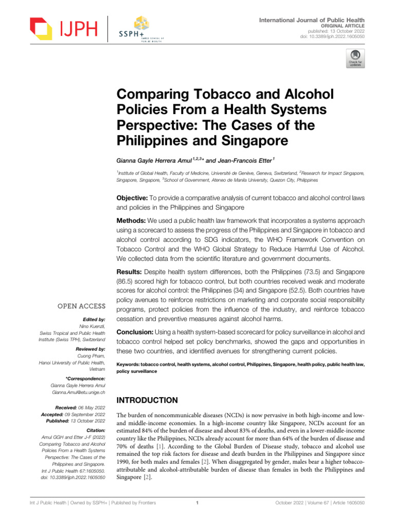 Tobacco & Alcohol Policies: PH vs SG | PDF | Alcoholic Beverages | Driving Under The Influence