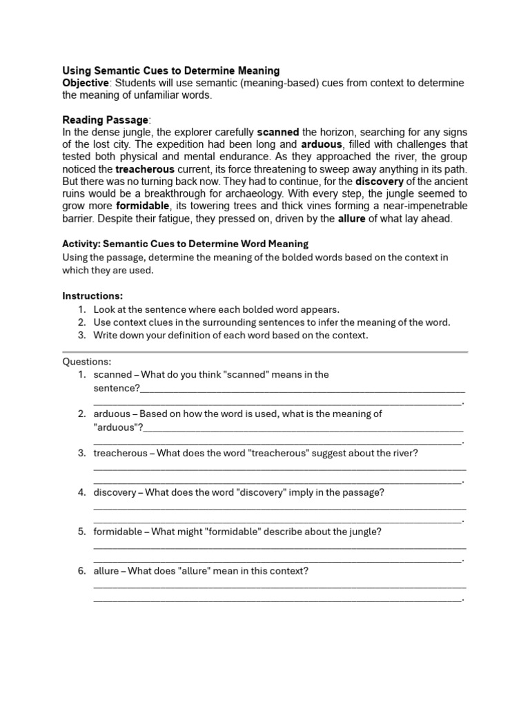 Semantic Cues To Determine Word Meaning | PDF | Neuroscience ...