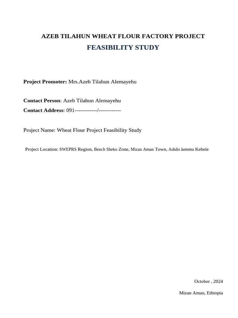 Wheat Flour Project Feasibility Study | PDF | Agriculture | Economies
