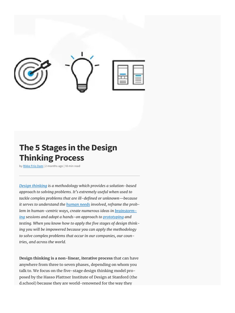 The 5 Stages In The Design Thinking Process Ixdf Pdf Design Thinking Thought