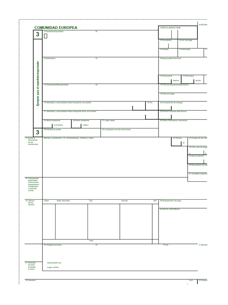 Declaración Aduanera de Exportación UE | PDF | aduana