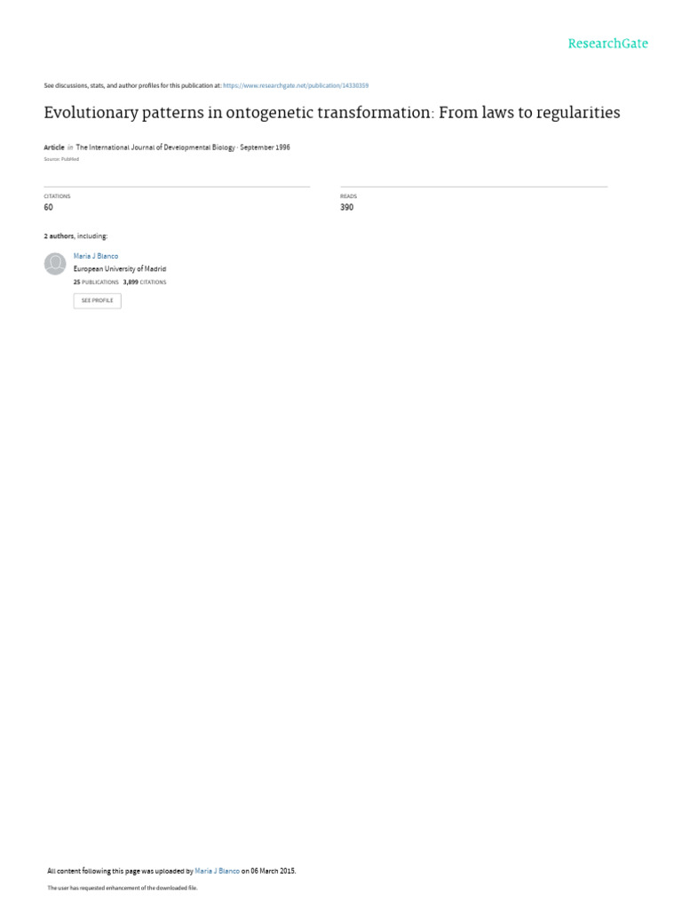 ALBERCH &BLANCO 1996 Evolutionary Patterns in Ontogenetic ...