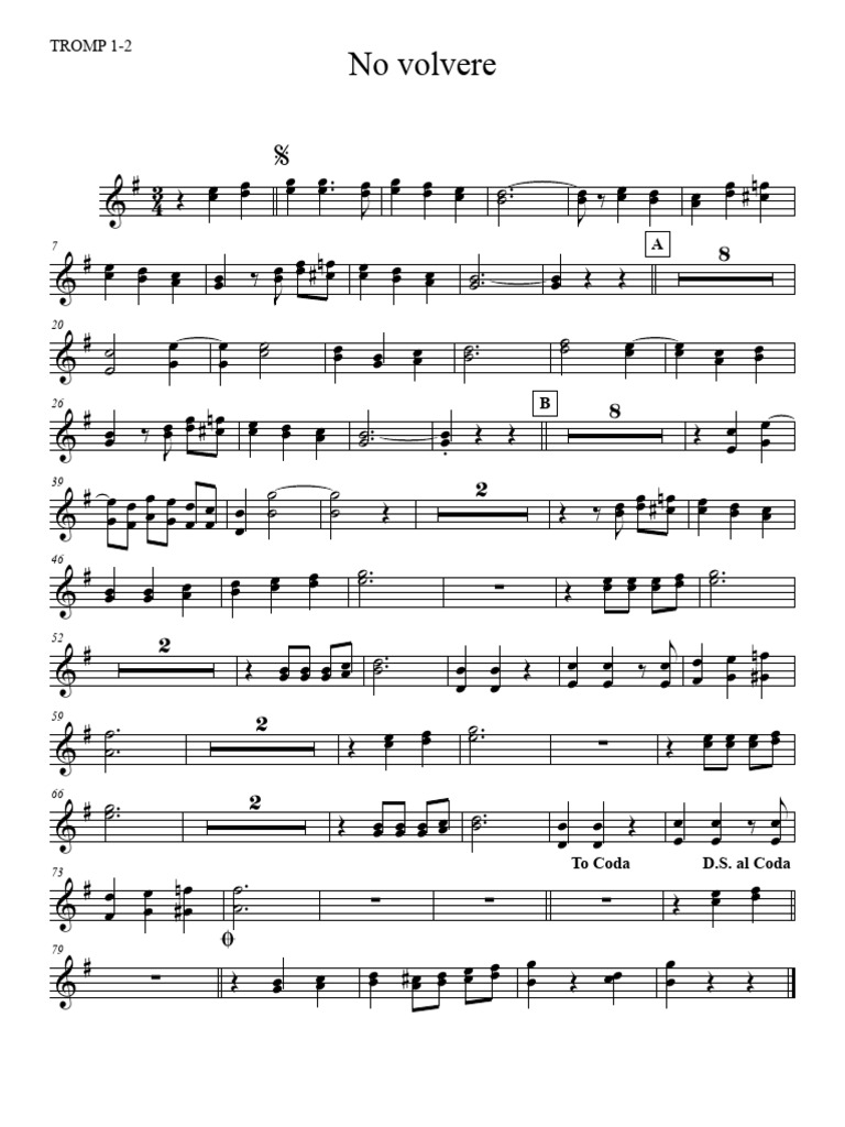 NO VOLVERE - Score | PDF