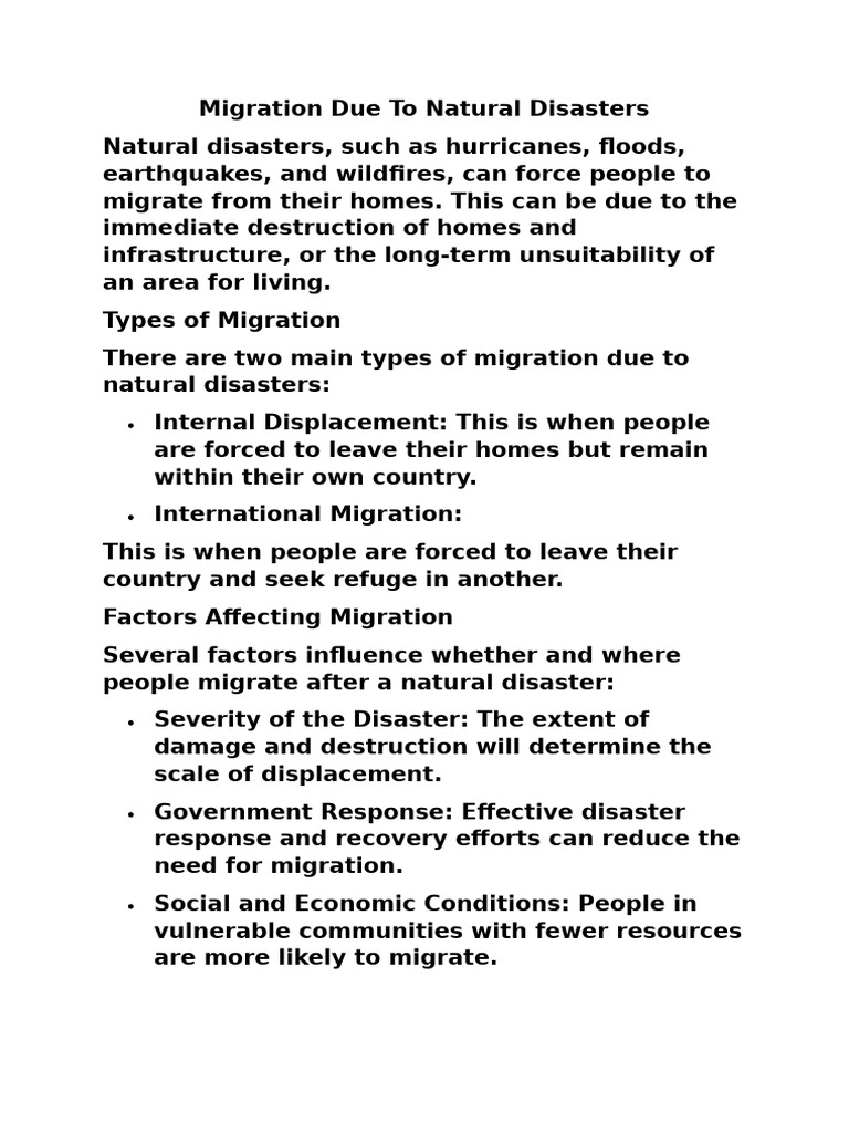 Migration Due To Natural Disasters | PDF | Natural Disasters | Human ...