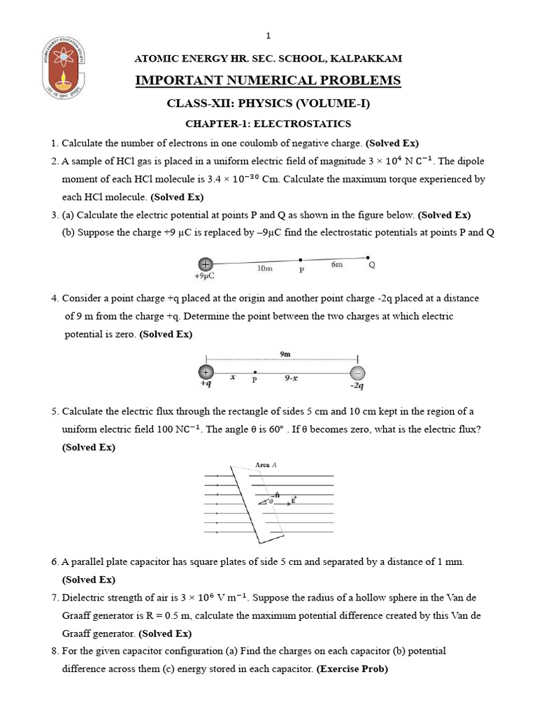 XII Numerical Problems Vol-1 | PDF | Inductor | Inductance
