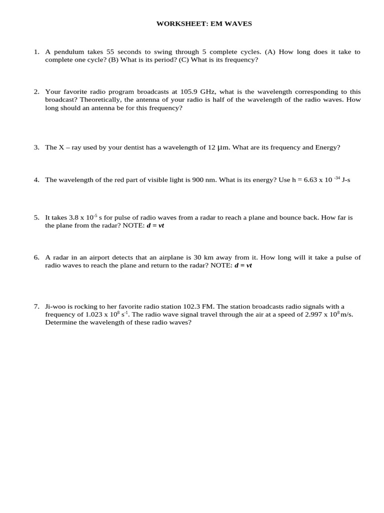 Em Waves Problems | PDF