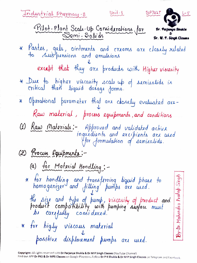 Pilot Plant Scale Up Considerations For Semi-Solids | PDF
