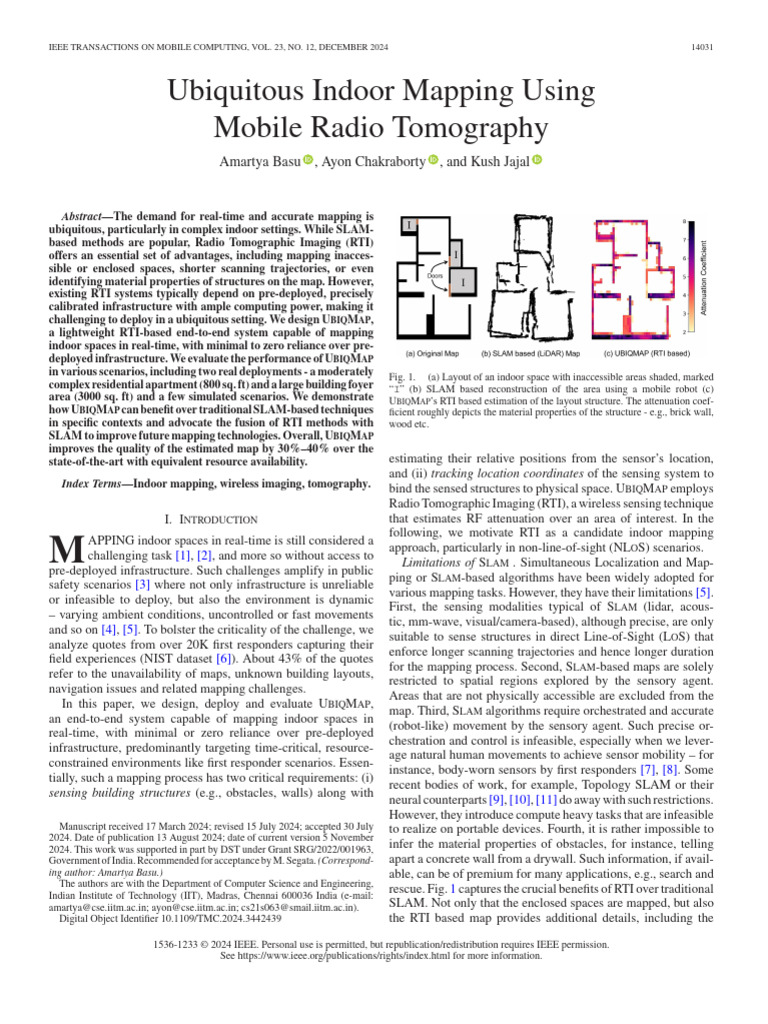 Basu Et Al. - 2024 - Ubiquitous Indoor Mapping Using Mobile Radio Tomog | PDF | Inverse Problem ...