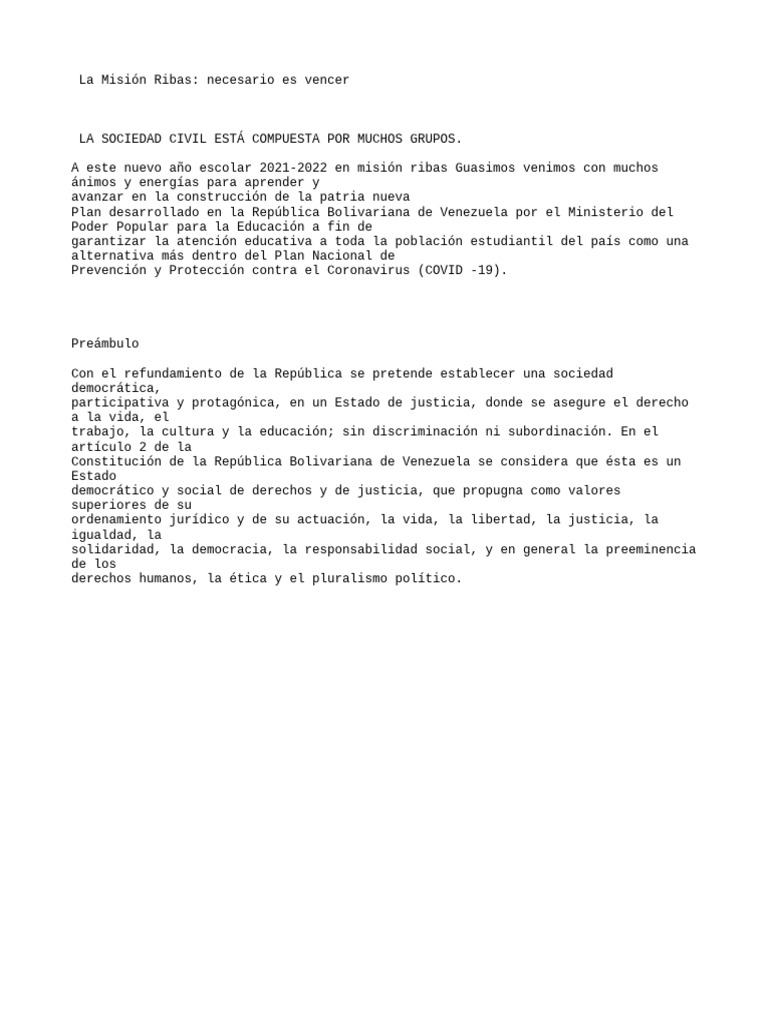Misión Ribas: Educación para Todos en Venezuela | PDF | Aprendizaje
