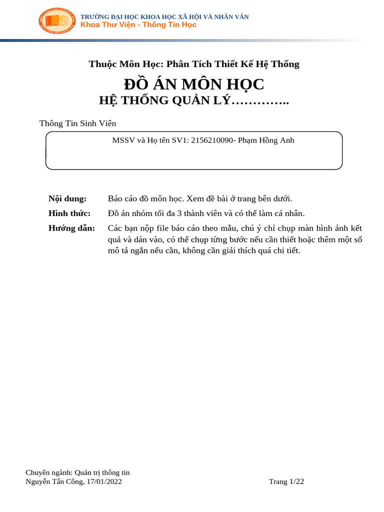 PH M H NG Anh - DoAnMonHoc | PDF