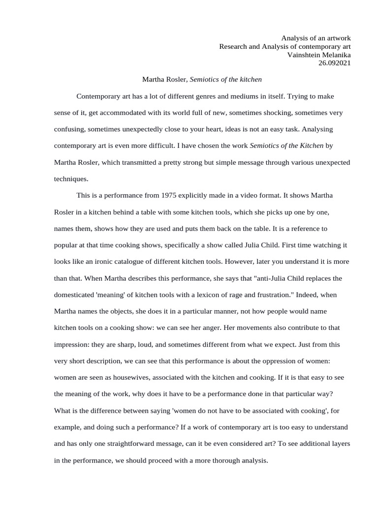 Analysis Of An Artwork Pdf Philosophy Art