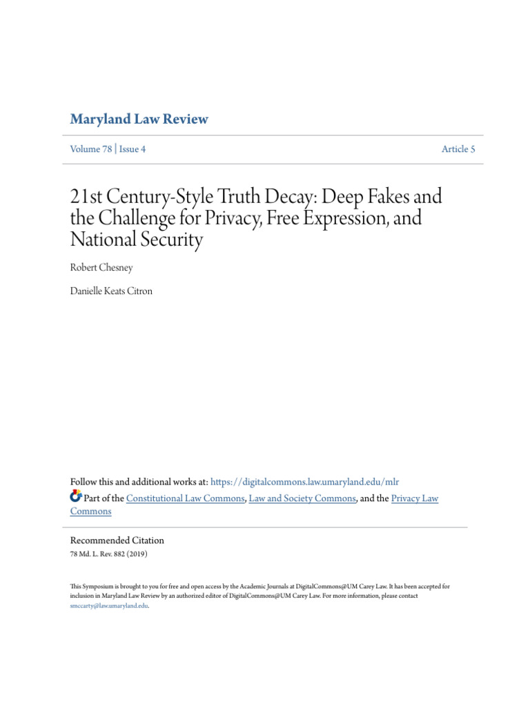 Deep Fakes: Privacy & Security Challenges | PDF