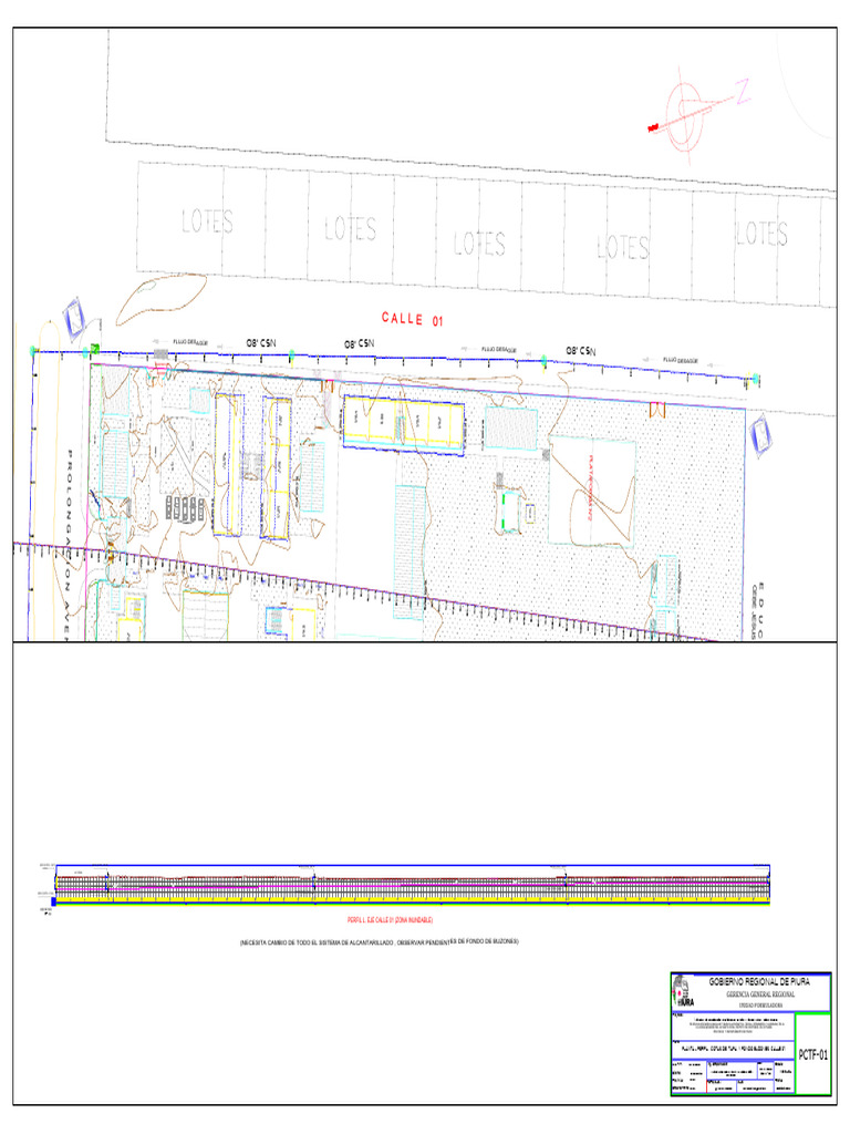 Perfil y Planta de BZ Cotas de Tapa y Fondo de Calle 01 Zona Inundable Proy I.E Jorge Basadre ...