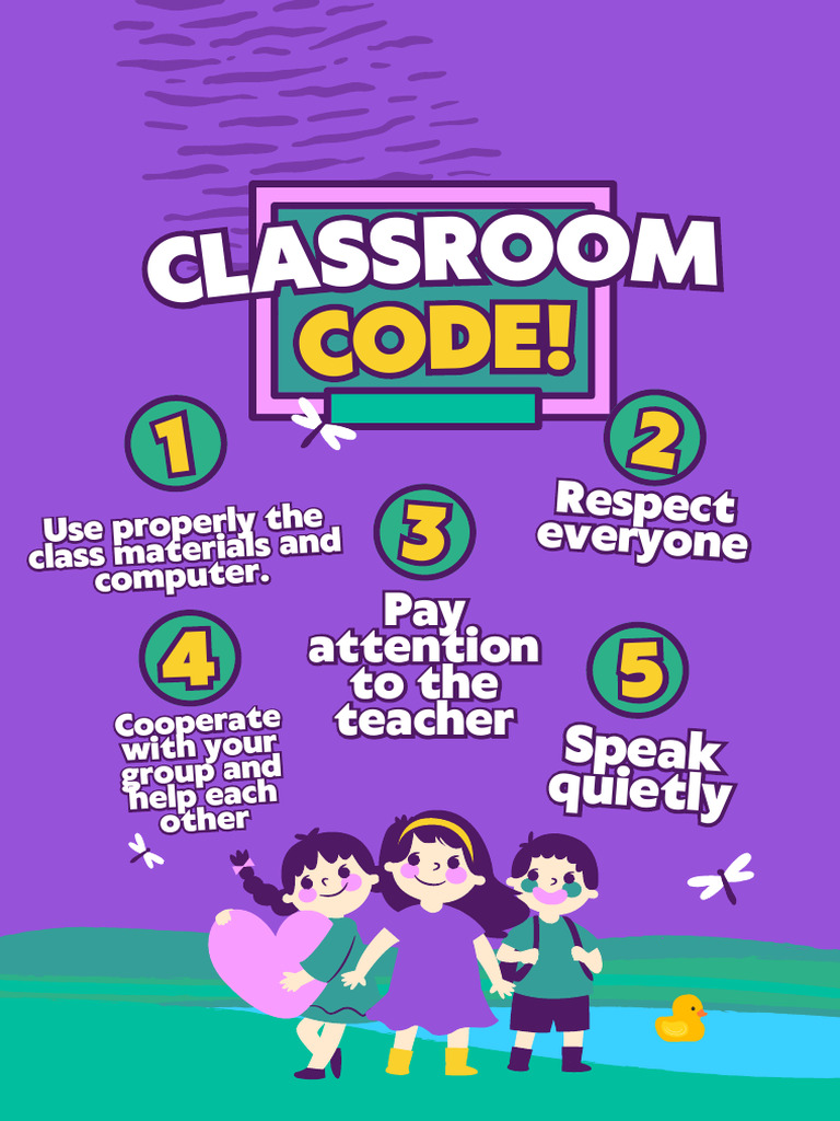 Purple Fun Class Rules Poster | PDF