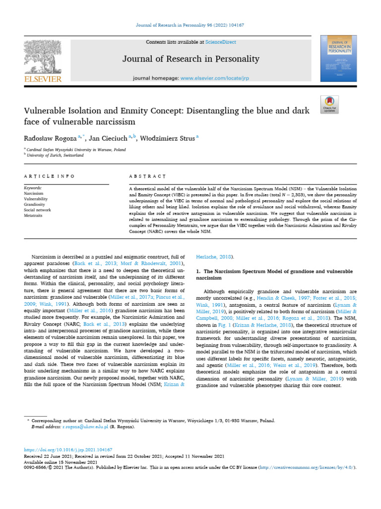 Vulnerable | PDF | Narcissism | Self Esteem