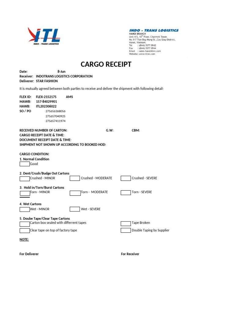Cargo Receipt 6022 | PDF | Business