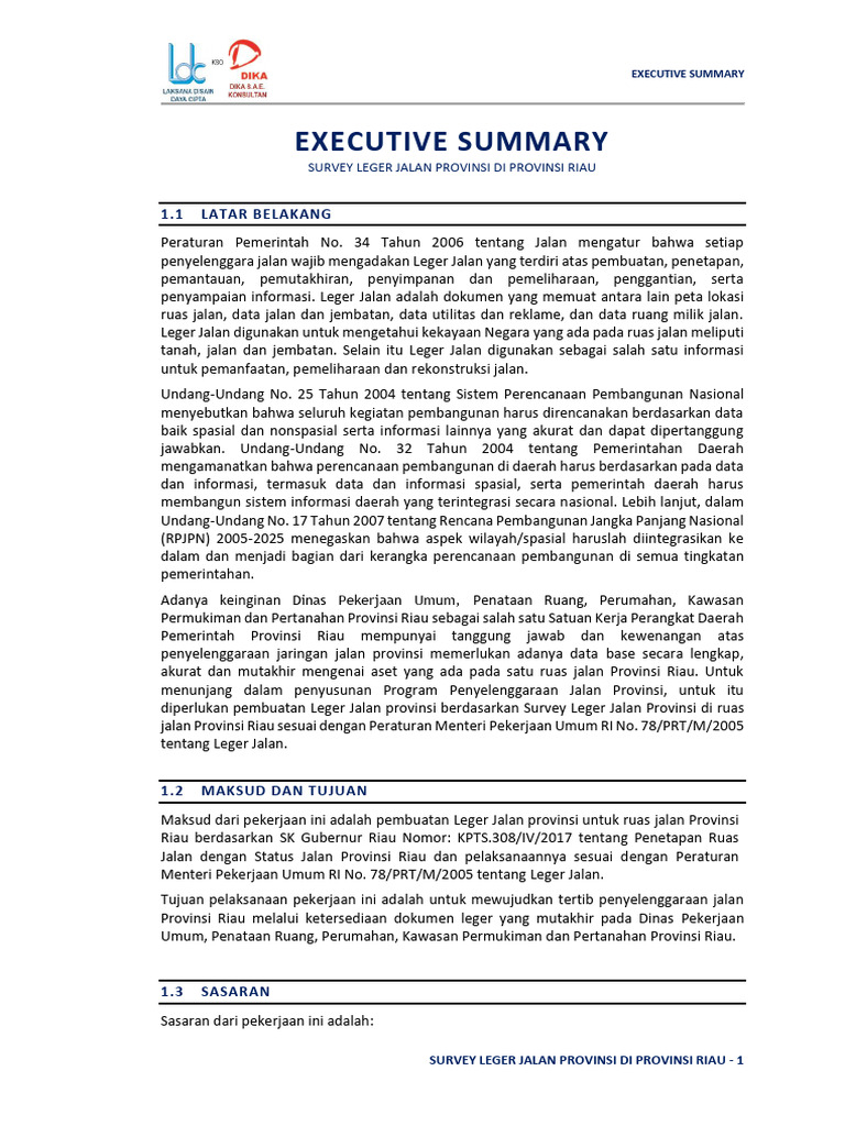 Eksum Leger Jalan BM Provinsi Riau | PDF