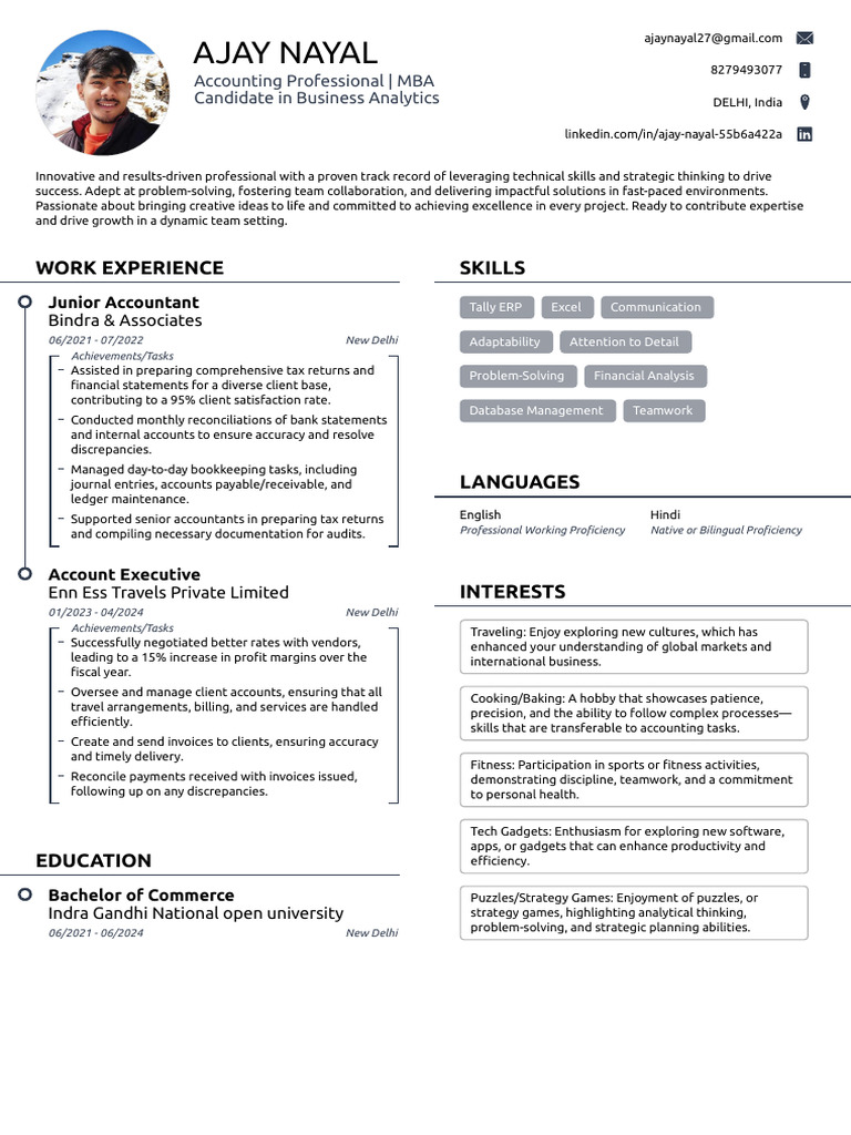 Ajay Nayal: Accounting & Analytics Expert | PDF | Accounts Payable | Business