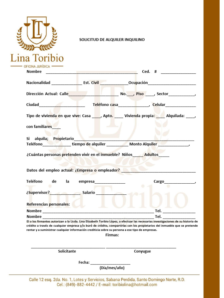 Solicitud de Alquiler | PDF