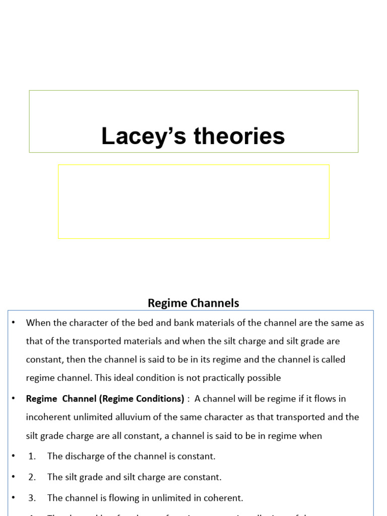 8 - CE 408 Canal Design (Lacey Theory) - 24 | PDF | Velocity | Silt