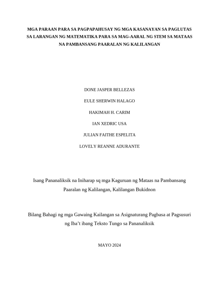 Pagbasa at Pagsusuri Kabanata 1 | PDF