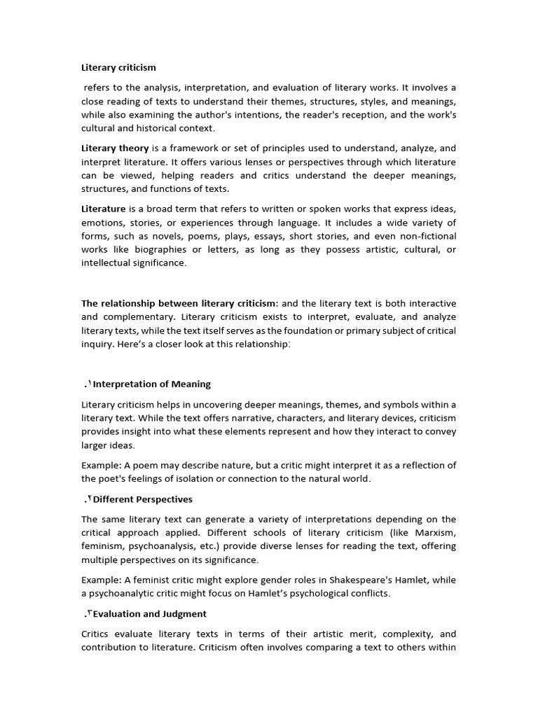 Literary Criticism First Lecture | PDF | Literary Criticism | Narrative