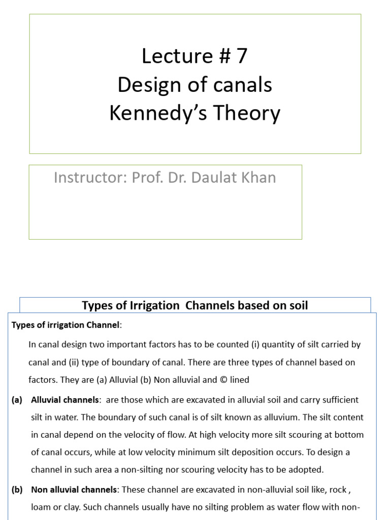 7 - Canal Design - 24 | PDF | Alluvium | Silt