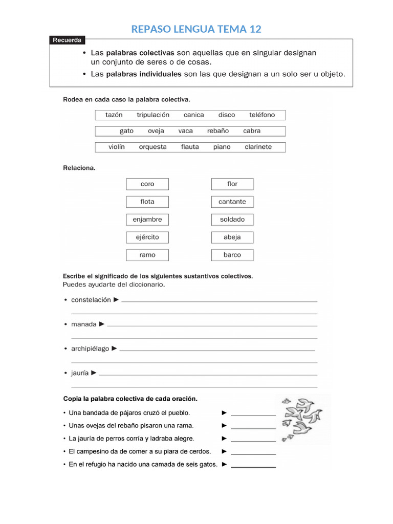 Repaso de Lengua: Tema 12 | PDF