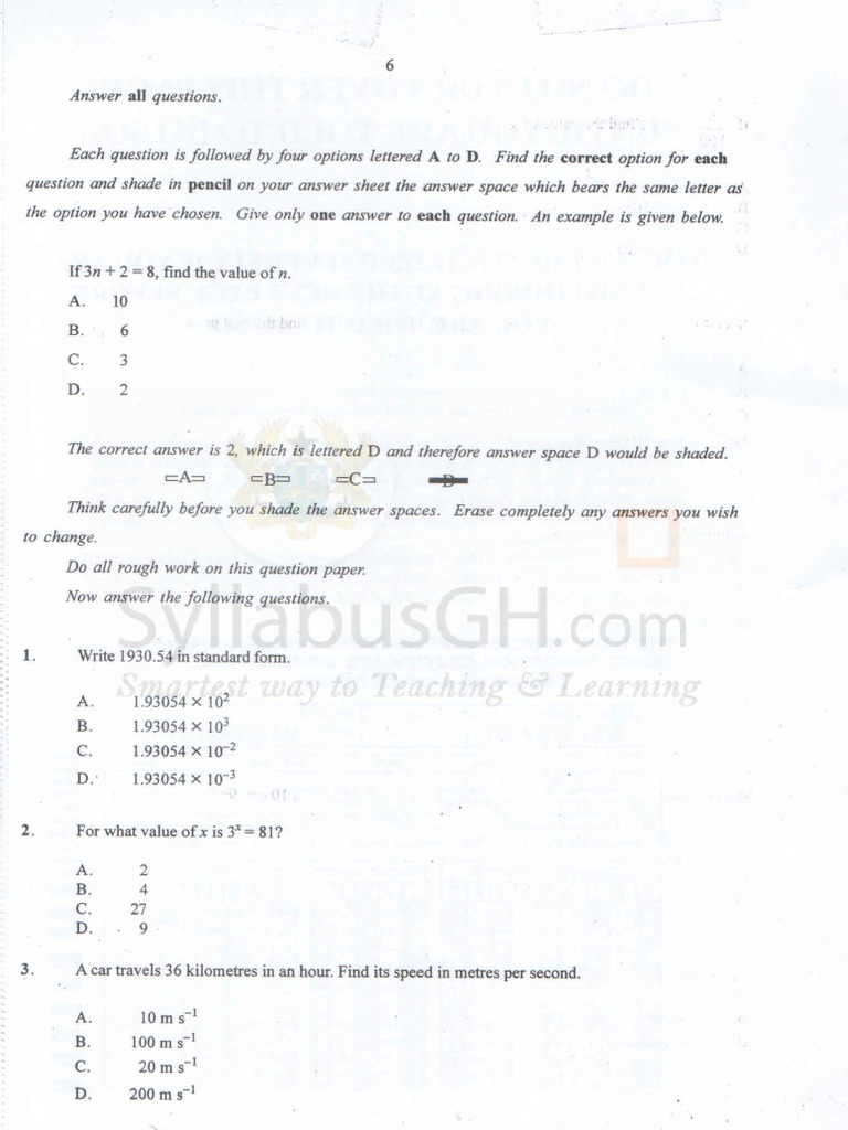 2022 Bece Mathematics Paper 1 | PDF