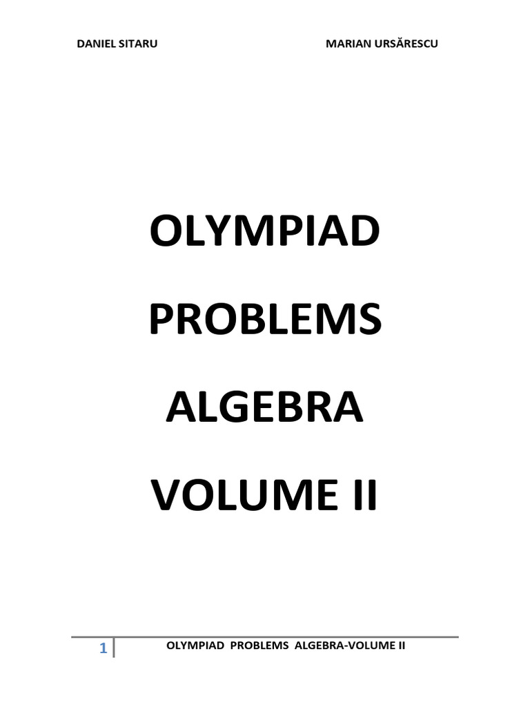 OLYMPIAD PROBLEMS ALGEBRA VOLUME II - Compressed | PDF | Square Root ...