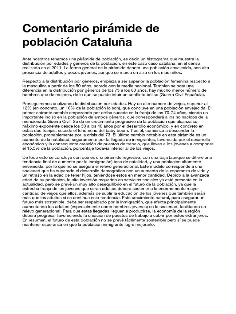 Comentario Pirámide Población Cataluña 2020 | PDF | Inmigración | Economias