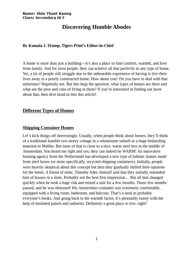 (ANSWER) Homes Article - Shin Thant Kaung (S4F) | PDF | Slum