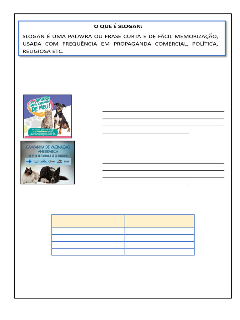 Atividades sobre Slogans e Publicidade | PDF