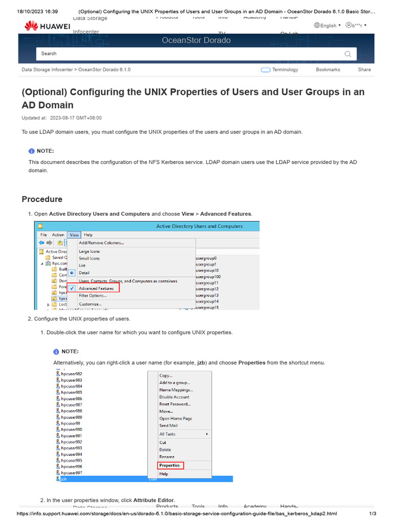 (Optional) Configuring The UNIX Properties of Users and User Groups in An AD Domain | PDF | File ...