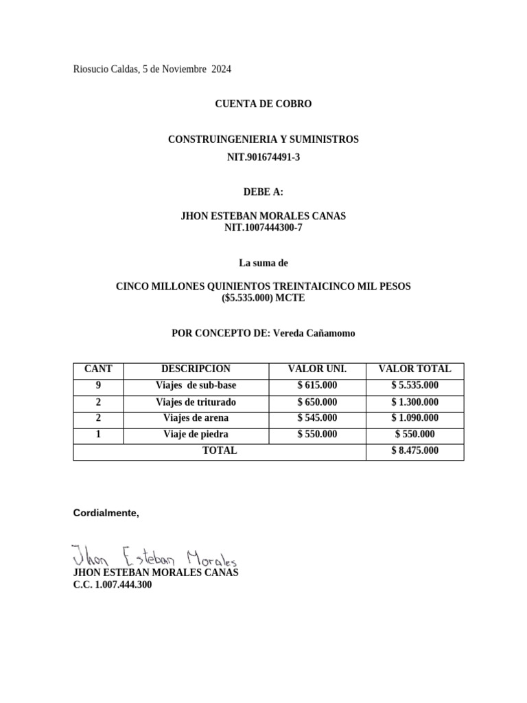 Cuentas de Cobro | PDF