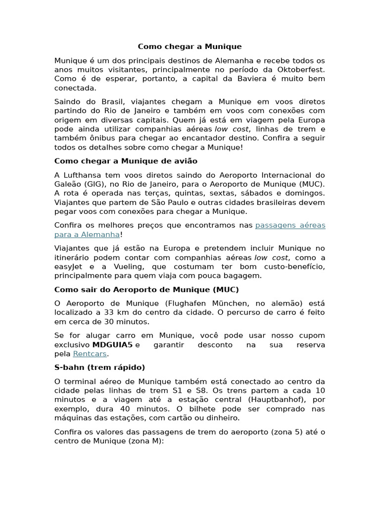 Como Chegar A Munique | PDF | Munique | Metropolitano