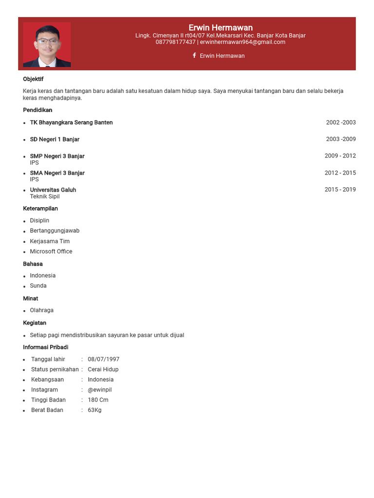 CV Dan Berkas - Erwin Hermawan | PDF