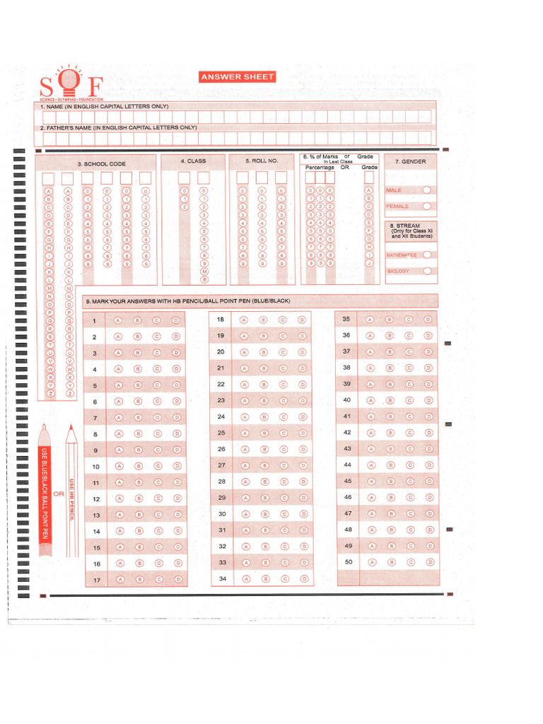 Omr Sheet Sample - 0 | PDF