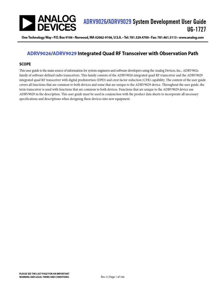 Adrv9026 System Development User Guide Ug 1727-3471559 | PDF | Software ...