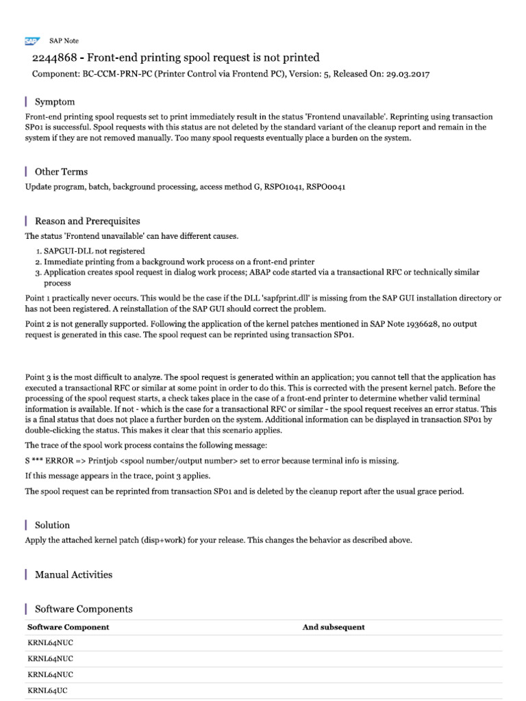 Front-End Printing Spool Request Is Not Printed | PDF